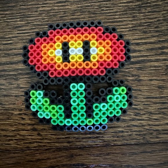 Toys | Handmade Perler Fire Flower Power Up Mario Figure 3 Inches X 3 ...
